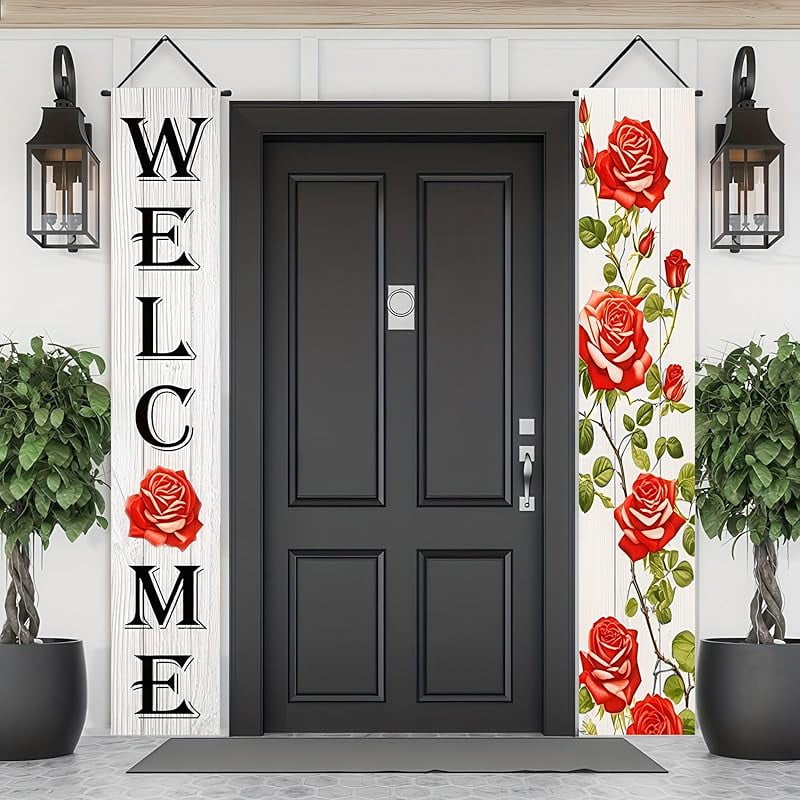 Spring Porch Sign Banner Spring Couplets Set Welcome Sign for Front ...