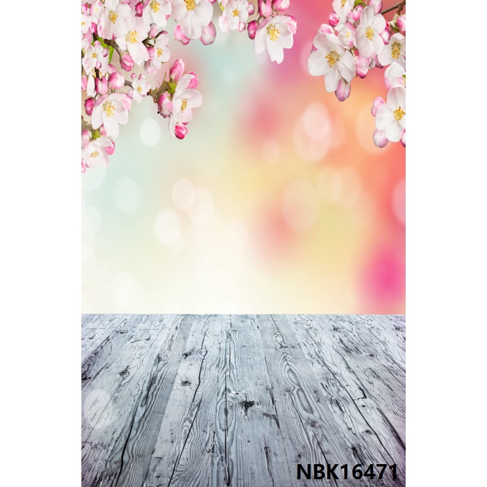 Spring Portrait Backdrops Flowers Blossom Grass Light Bokeh Wooden ...