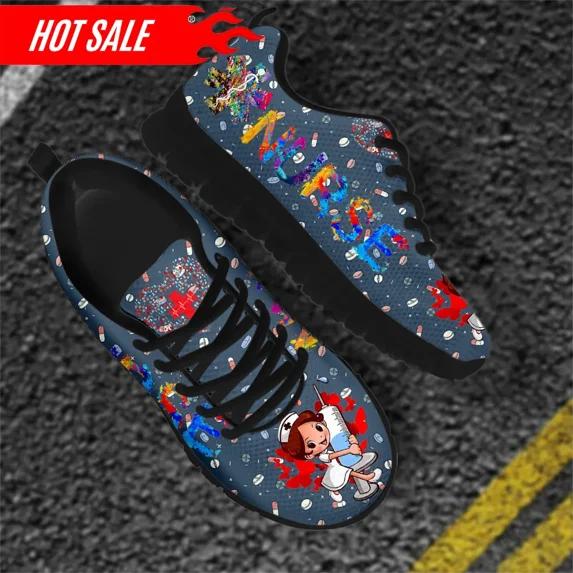 Spring Premium Nurse Shoes Flats Sneakers for Women's Cartoon Physio ...