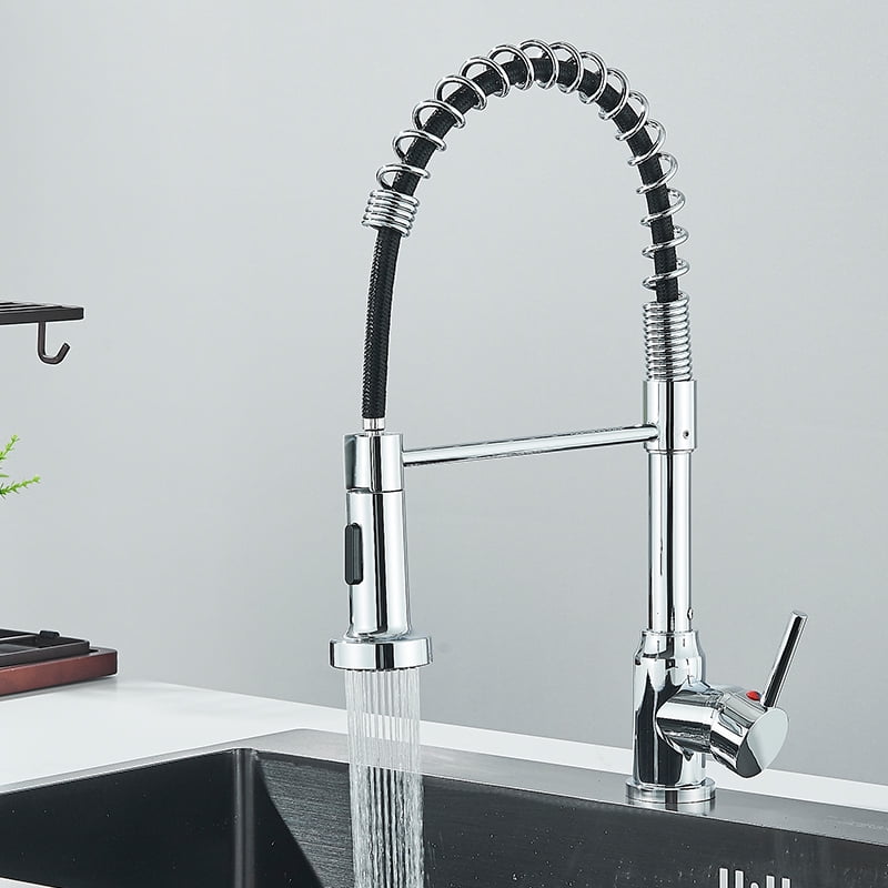 Spring Pull Down Kitchen Faucets Stream Spray Head Hot Cold Water Tap ...