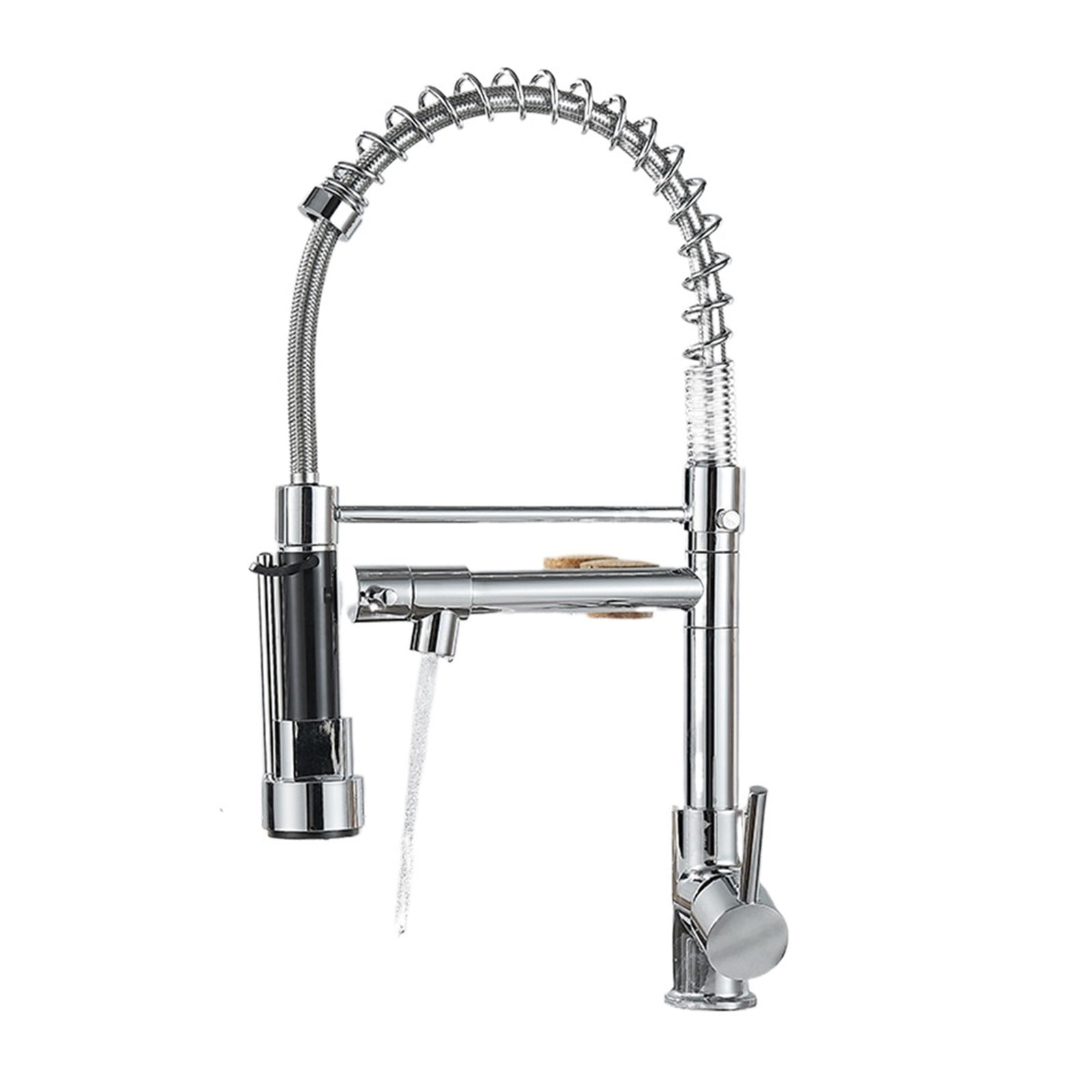 Spring Pull Down Kitchen Sink Faucet, 360 Degree Rotation Stream ...