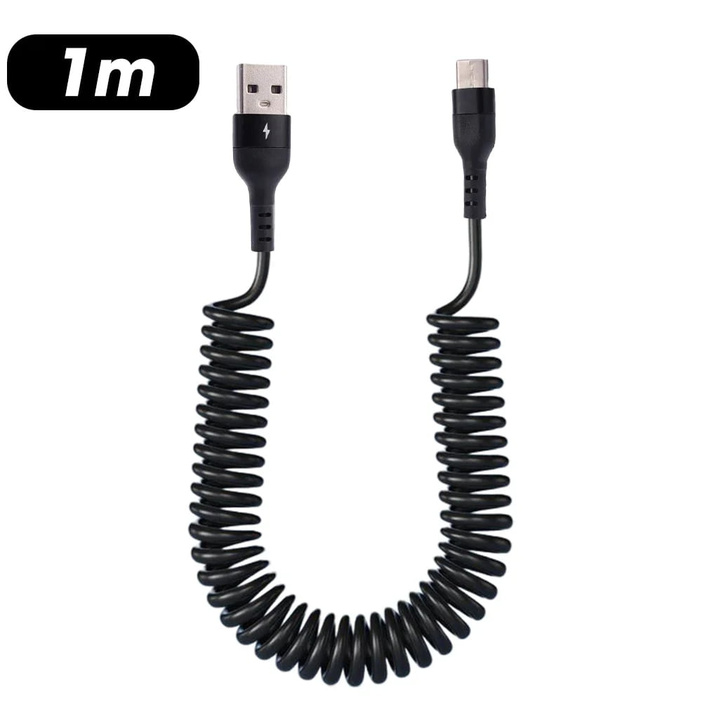 Spring Pull Telescopic 6A Fast Charging USB A Type C Mobile Phone Data ...