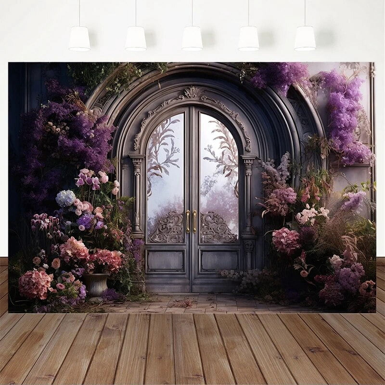 Spring Purple Flower Background Photography Art Retro Gate Baby Shower ...