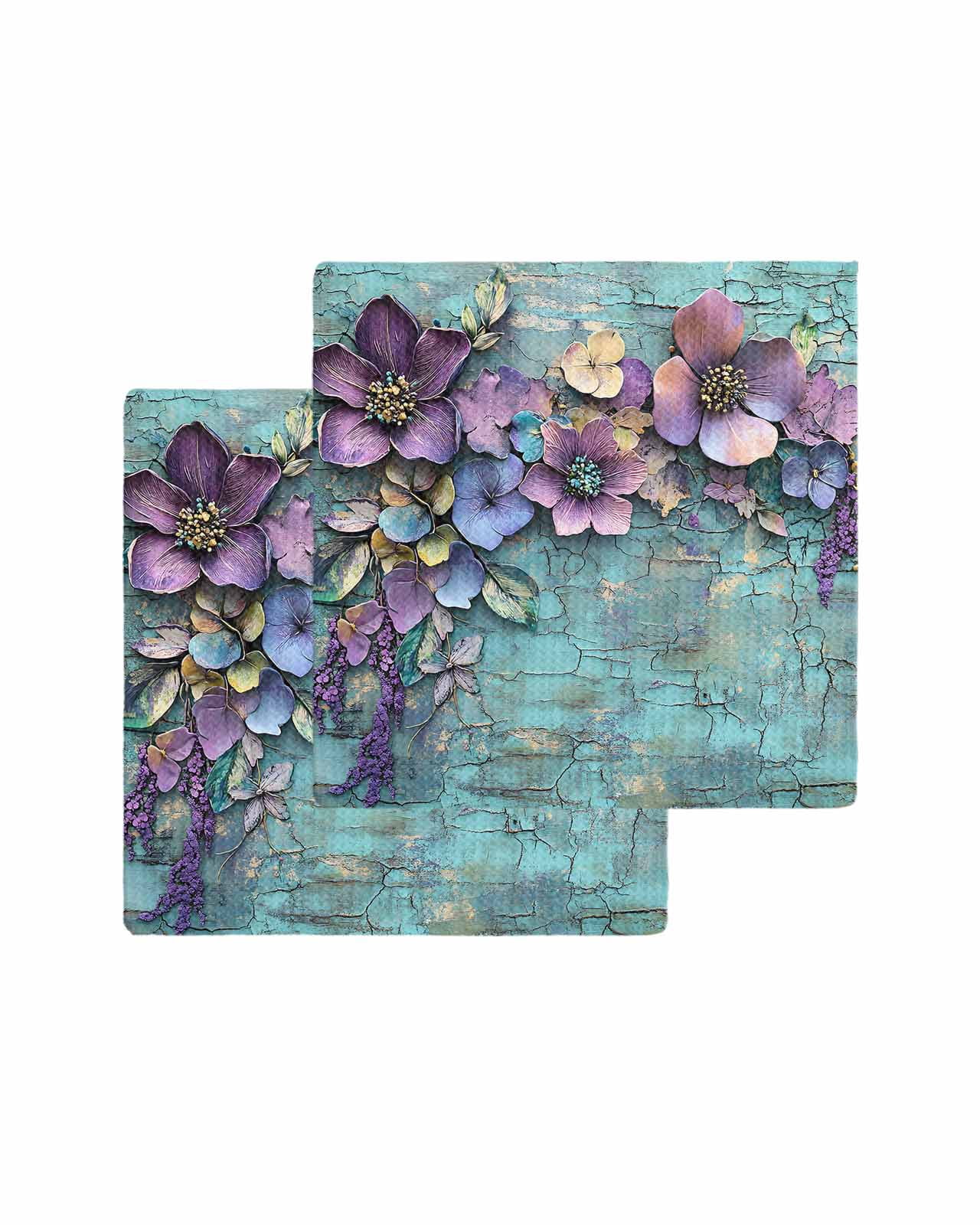 Spring Purple Flower Kitchen Dish Towels for Drying Dishes Set of 2 ...