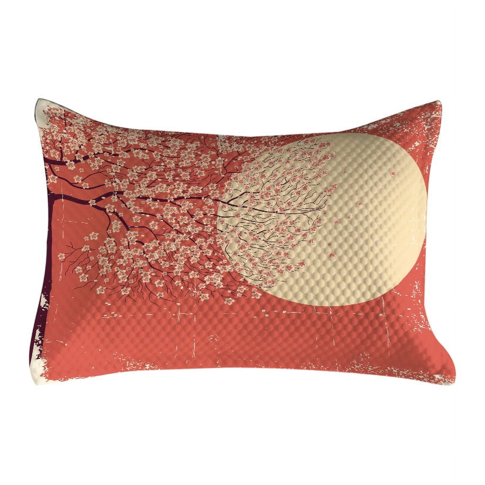 Spring Quilted Pillowcover, Cherry Blossom Sakura Tree Branches on Moon ...