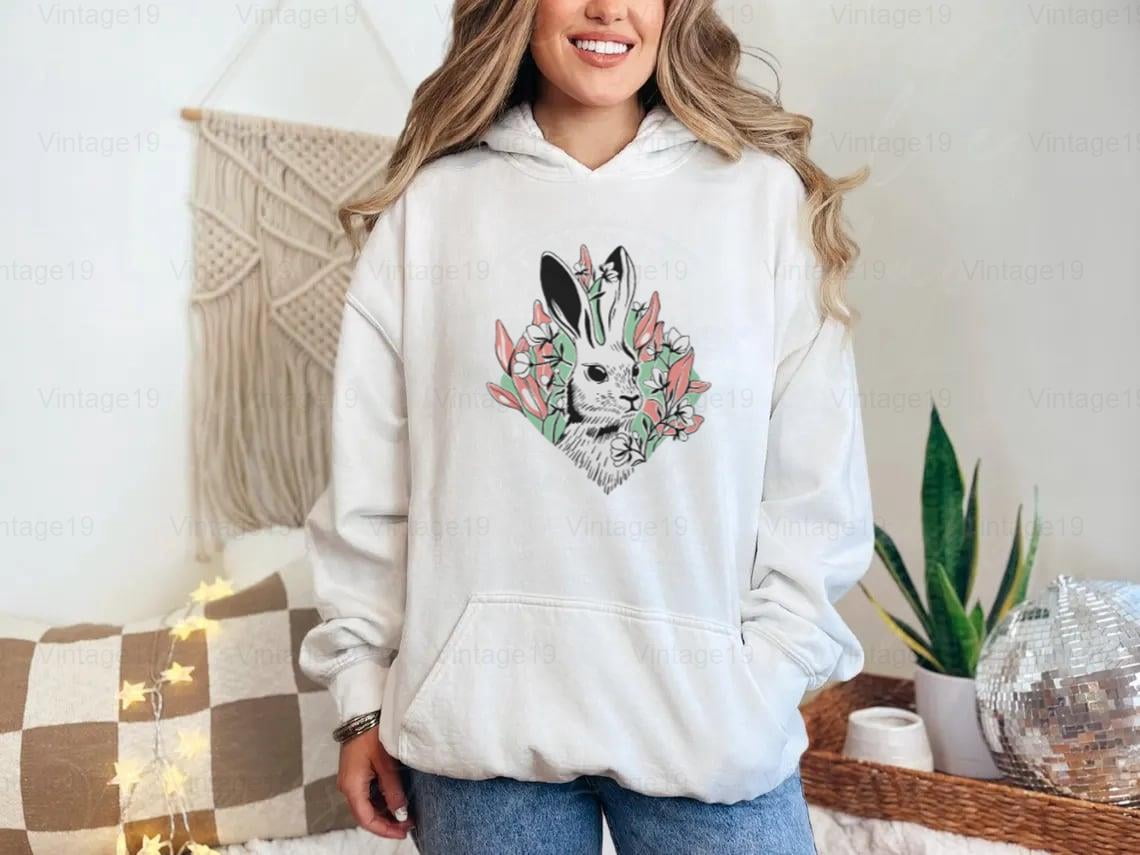 Spring Rabbit Hoodie with Beautiful Bunny Art for Spring, for men ...