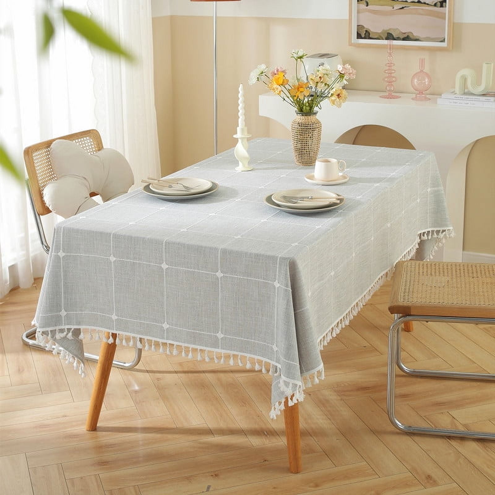 Large Spring Rectangle Table Cloth, Rustic Farmhouse Embroidery Kitchen ...