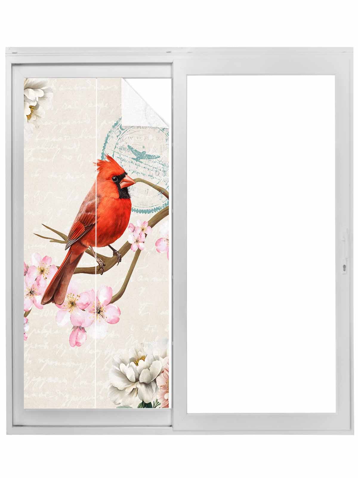 Spring Red Bird Window Privacy Film Stained Glass Window Film ...