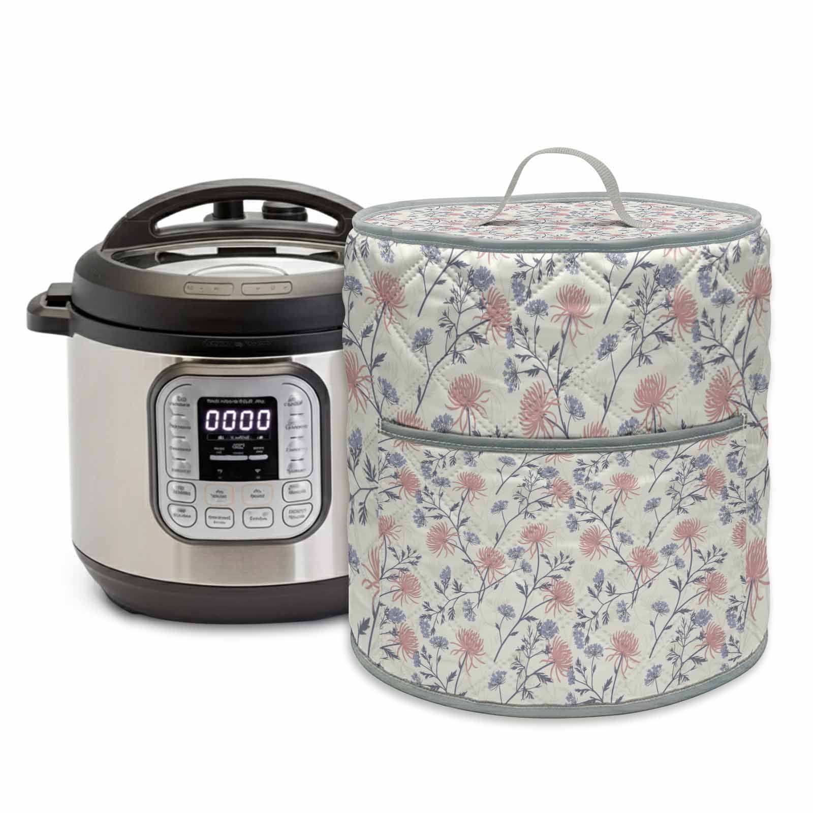Spring Red Flowers Rice Cooker Cover 8 Quart Retro Chrysanthemums ...