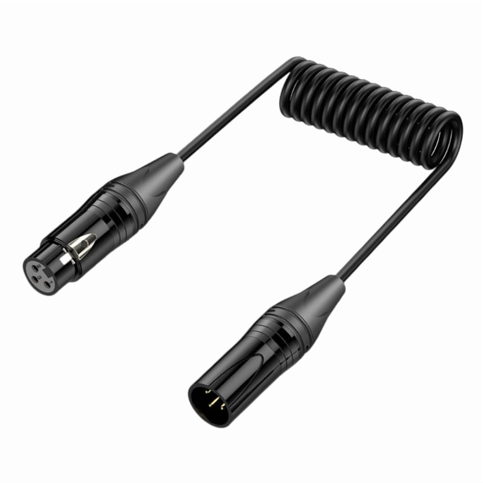 Spring Retractable XLR Cord Male to Female 3Pin Audio Cable Connection ...