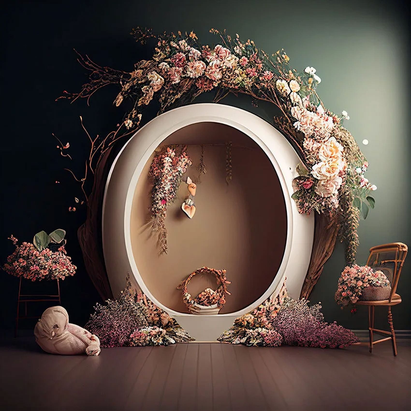 Spring Retro Indoor Flowers Kids Birthday Wedding Maternity Portrait r ...