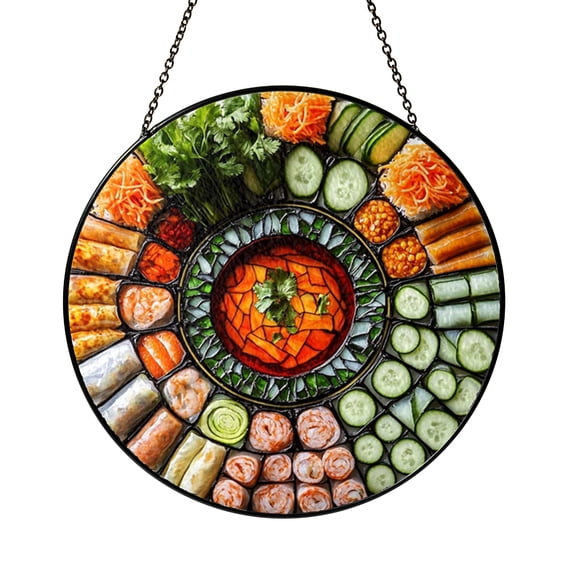 Spring Rolls Cuisine Stained Glass Style Suncatcher, Decorative Kitchen ...