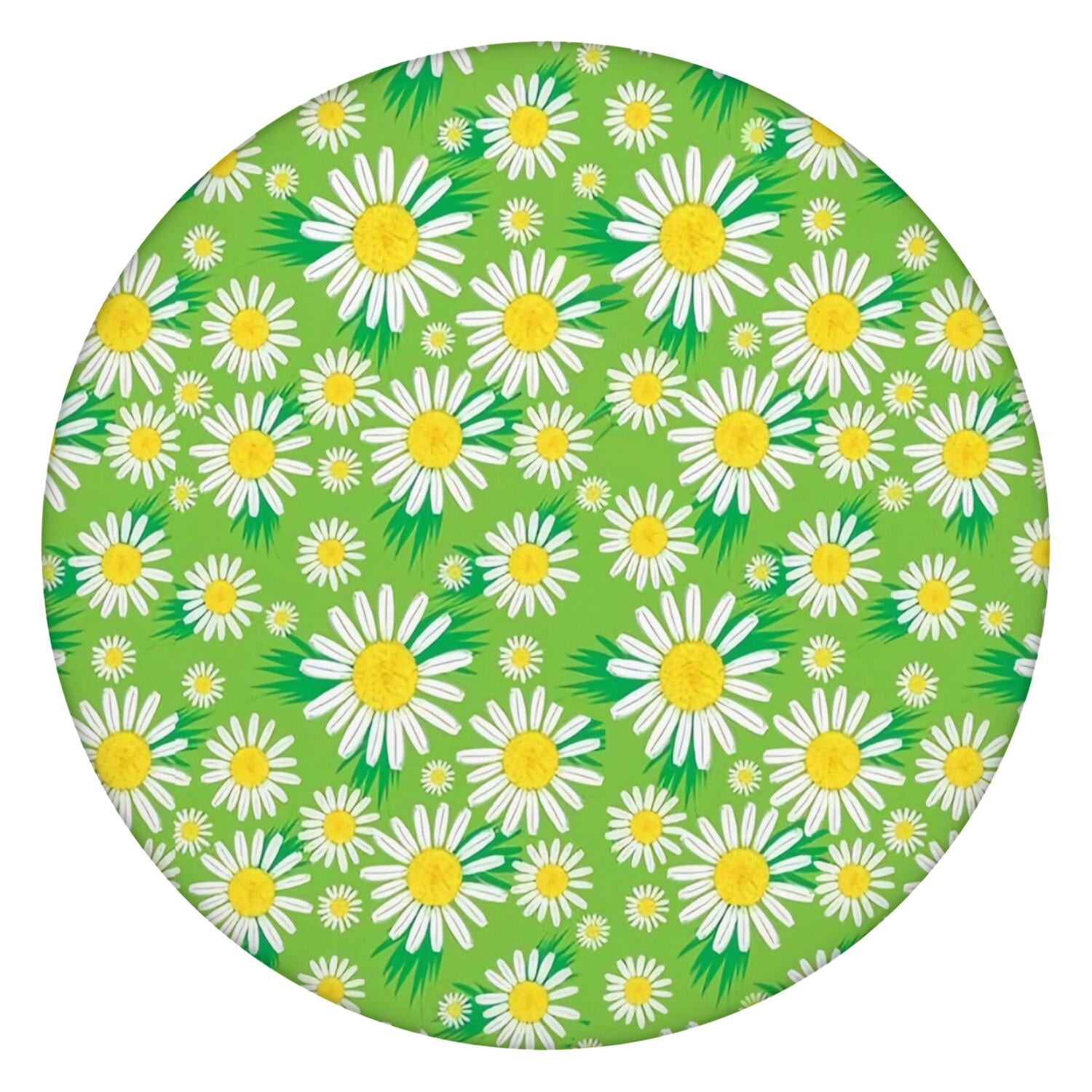 Spring Round Tablecloth with Daisy Print, Elastic Fitted Design, Water ...