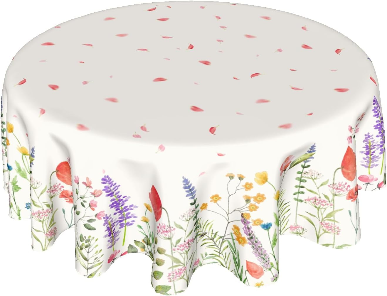 Spring Round Tablecloths 60 Inch Watercolor Floral Table Cloth Spring ...