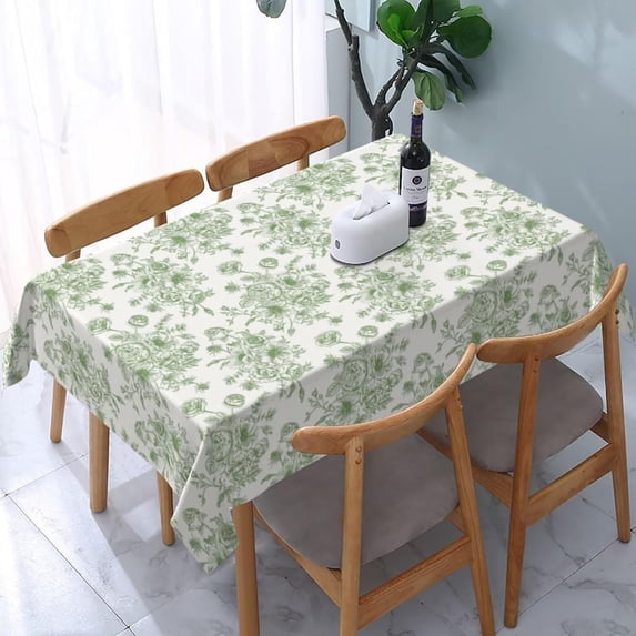 Spring Sage Green Floral Tablecloth Rectangle 60 x 120 Inch Chinoiserie ...