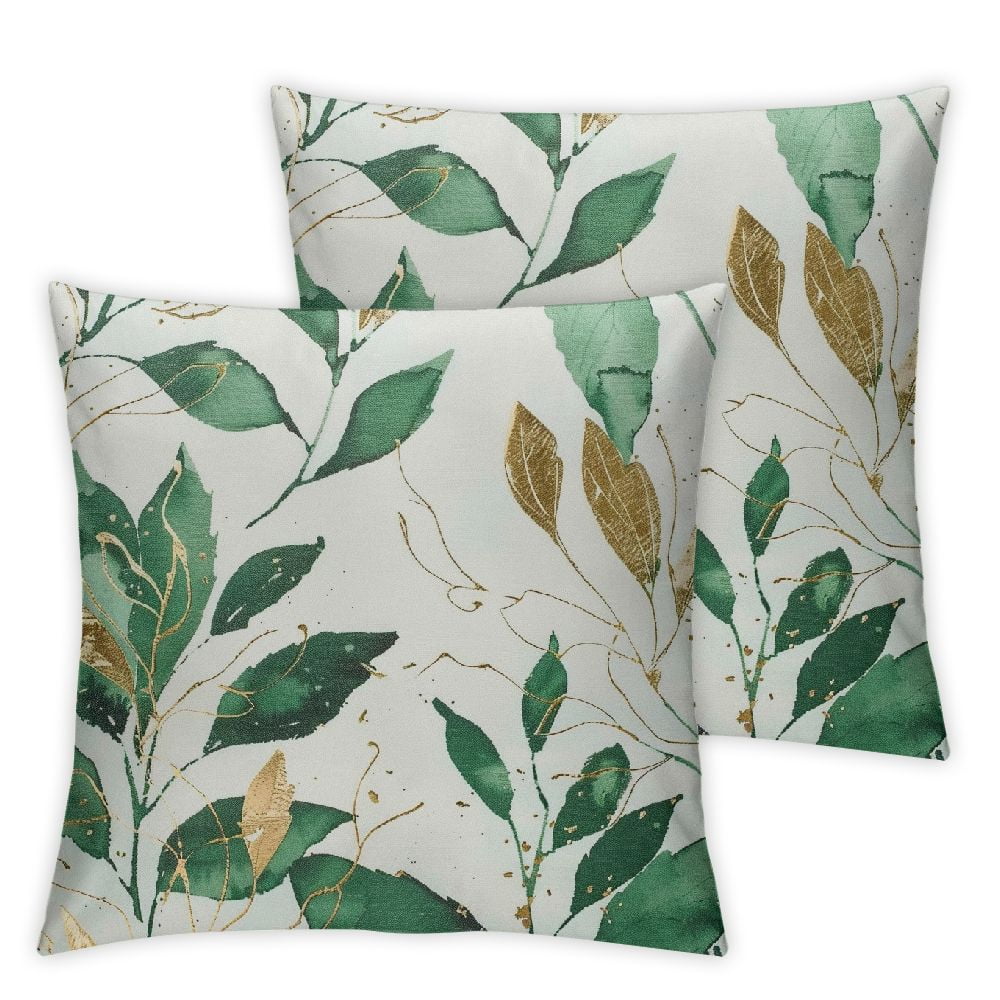 Spring Sage Green Leaves Pillow Covers Set of 2,Watercolor Eucalyptus ...