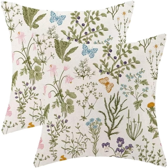 Spring Sage Green Pillow Covers 20 X 20 Inch Set of 2, Wild Flower ...