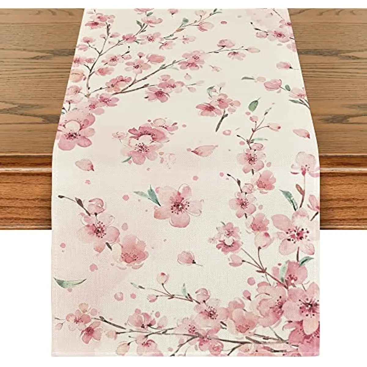 Spring Sakura Cherry Blossoms Branches Linen Table Runner Summer ...