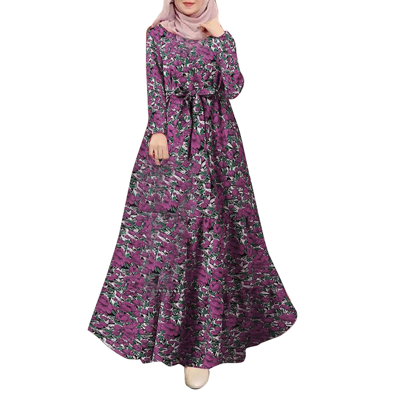 Spring Sale 2024！Hontri Muslim Dresses for Women Women's Dress Printed ...