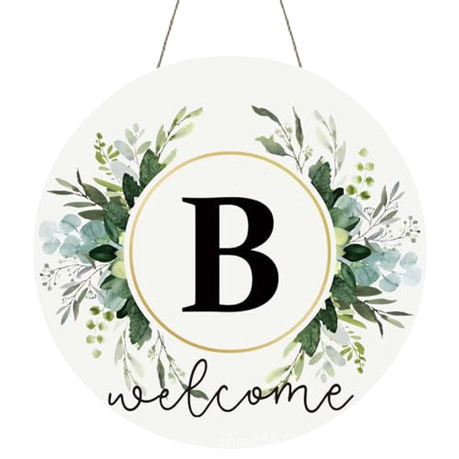 Spring Sale! Monogram Letter Welcome Sign For Front Door Rustic Green ...