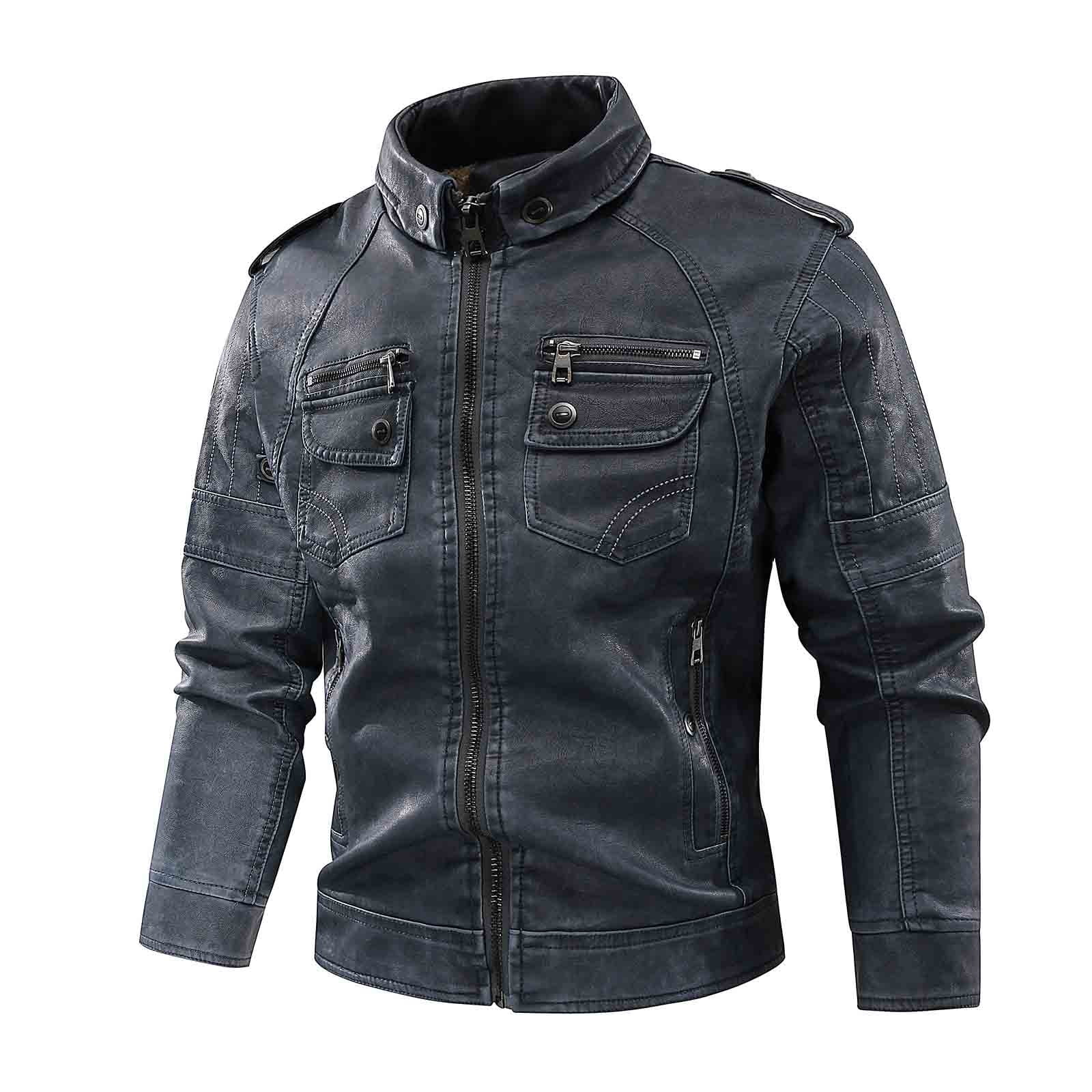 Spring Saving GaThRRgYP Mens Leather Jacket,Men's Zipper Opening and ...