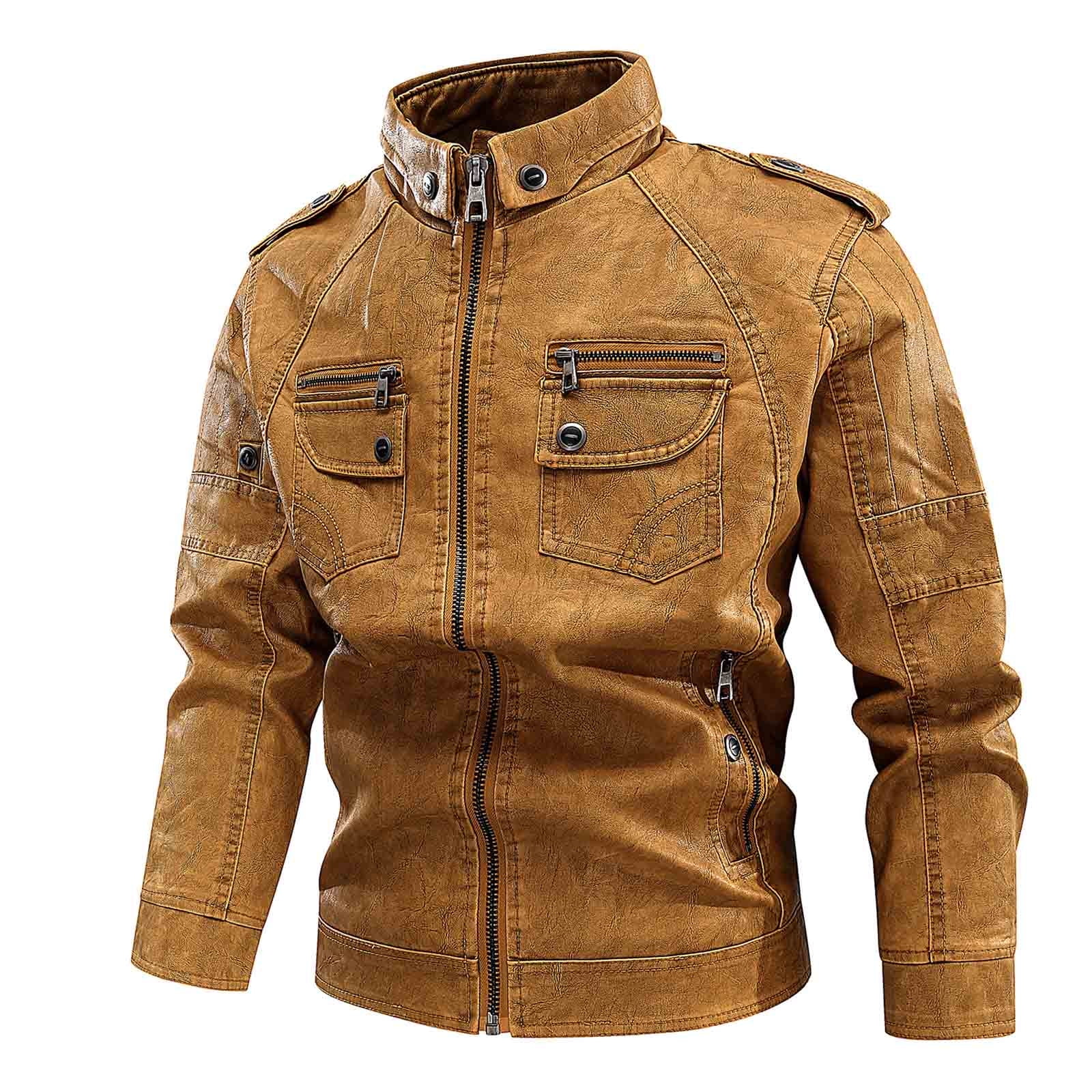 Spring Saving GaThRRgYP Mens Leather Jacket,Men's Zipper Opening and ...
