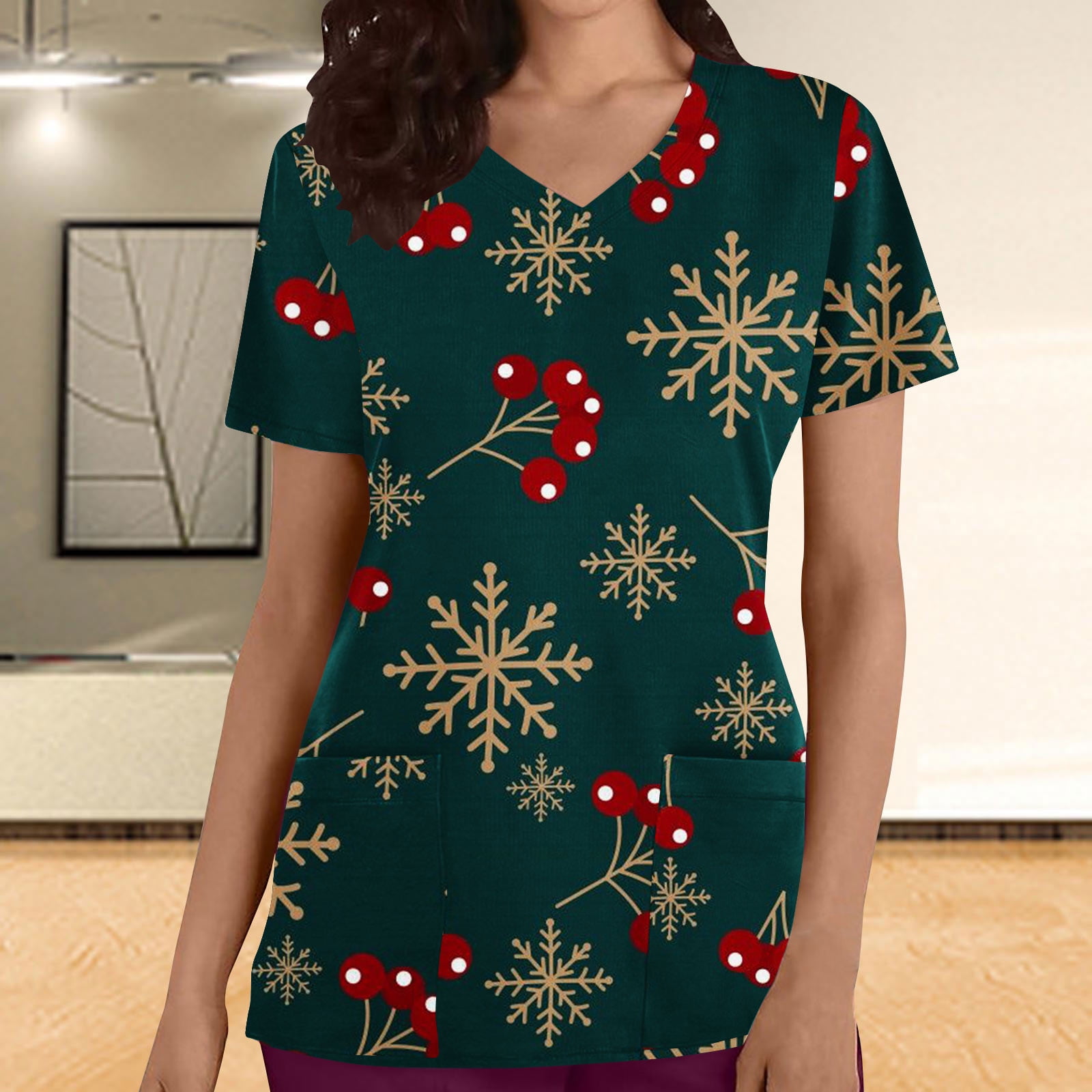 Summer Savings!Nurse Scrubs Uniform Womens,Womens Christmas Tops ...