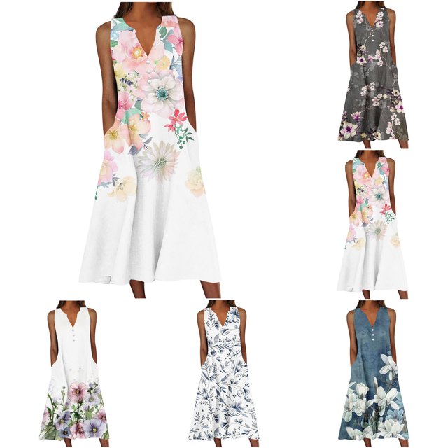 Spring Saving !Spring Dresses for Women 2024 Trendy,Summer Sleeveless ...