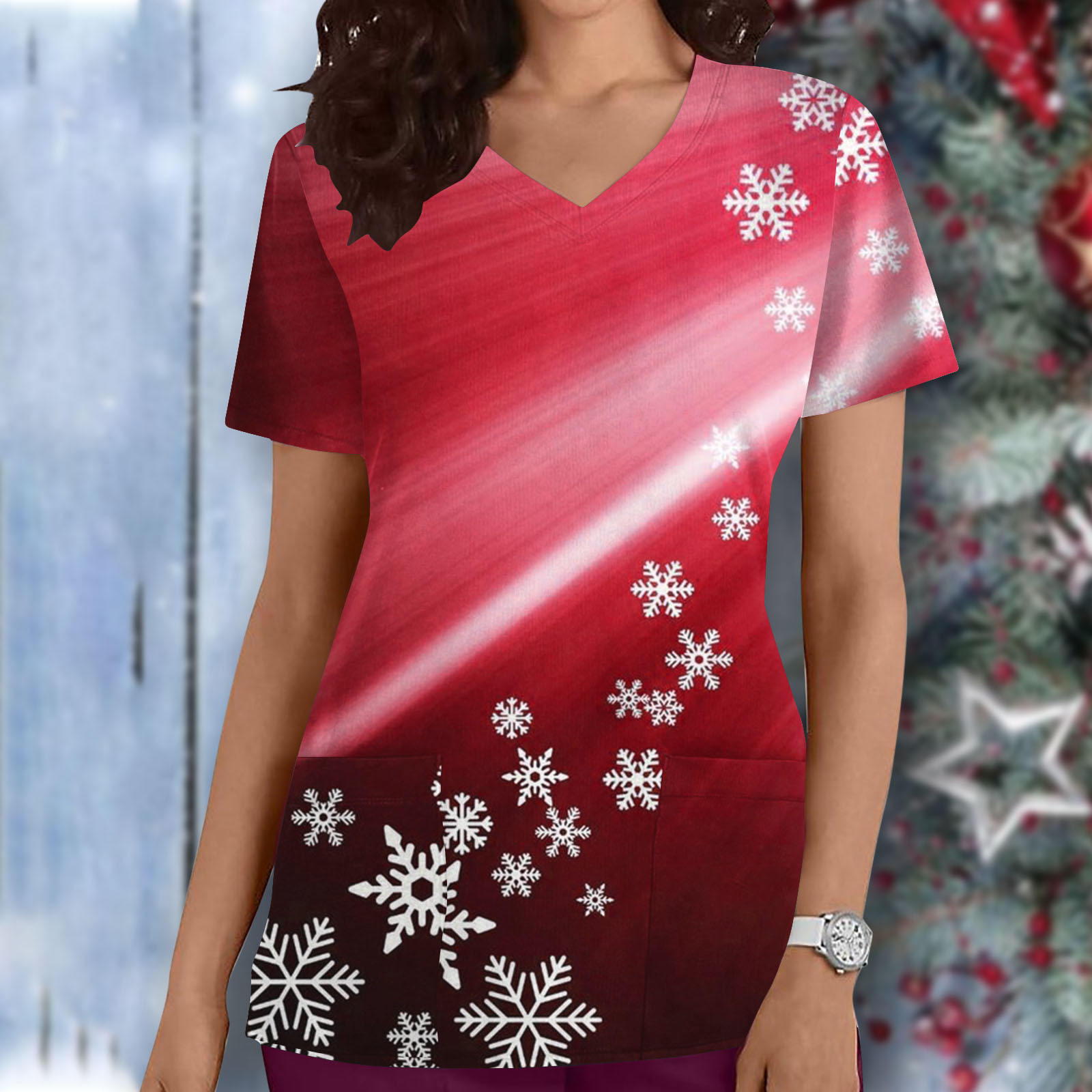 Summer Savings!Uniformes Enfermera Women,Christmas Scrubs for Women ...