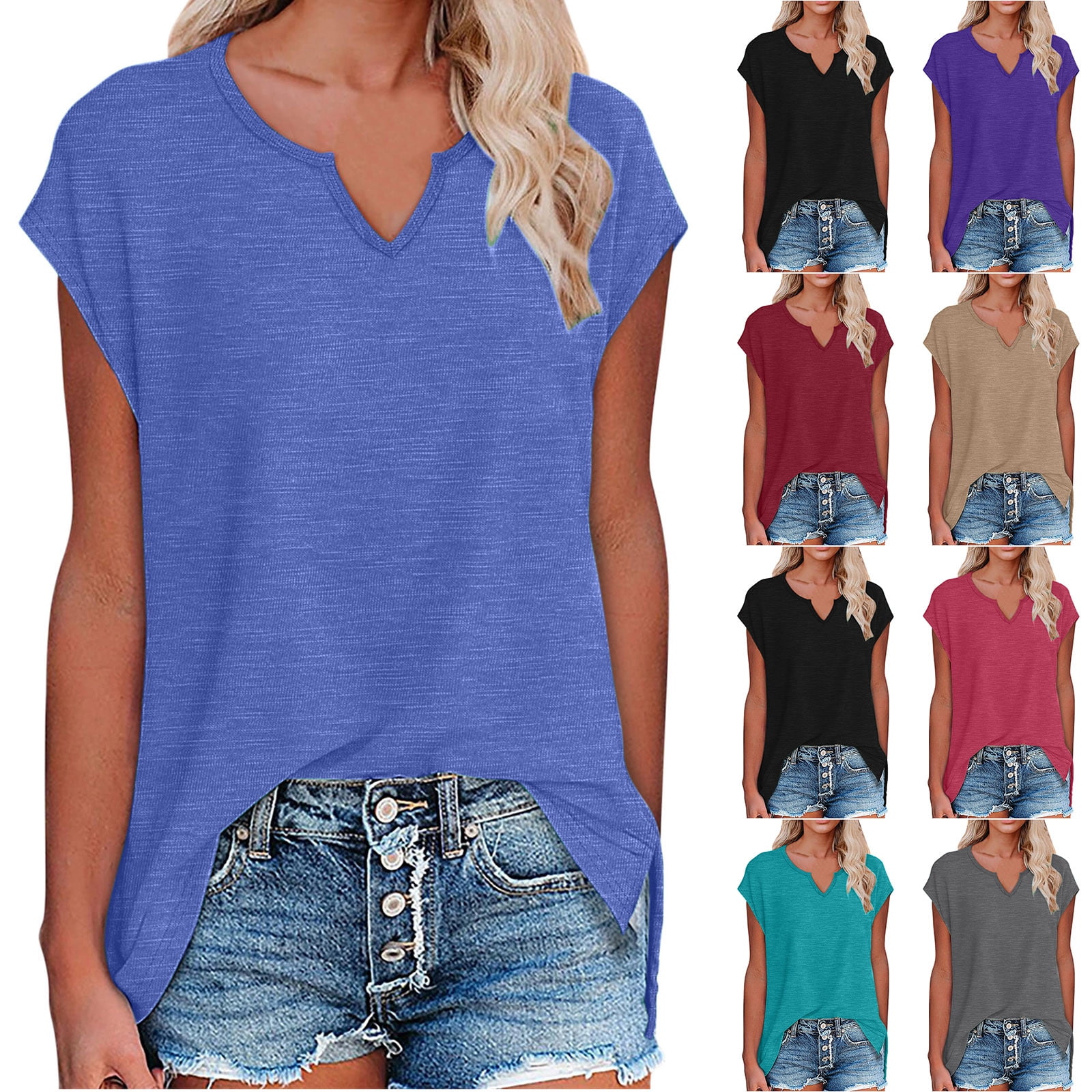 Summer Savings!YANHAIGONG Womens Henley Tank Tops Clearance,Loose Fit ...