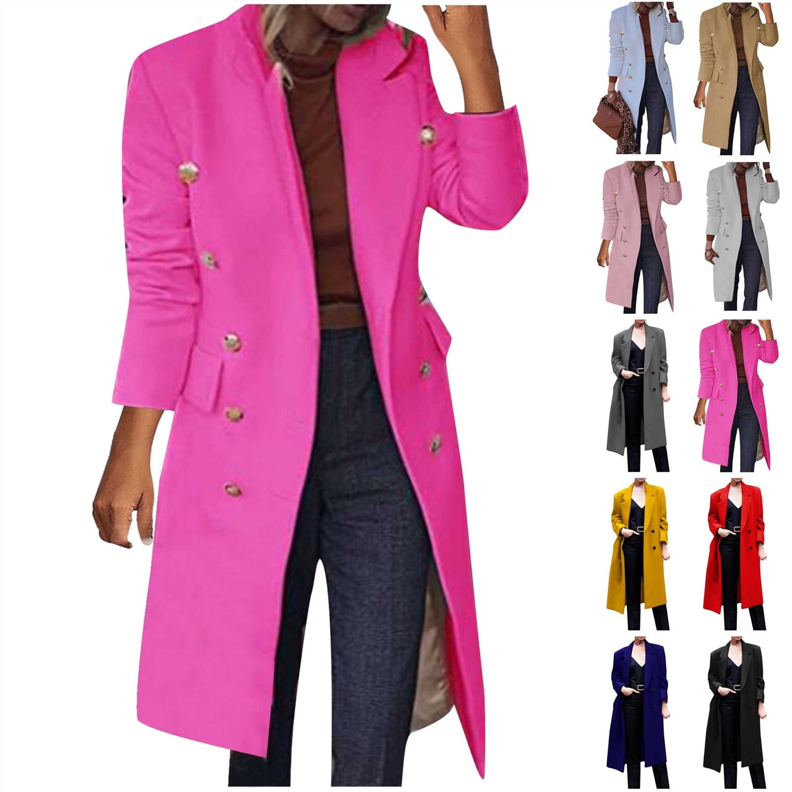 Spring Savings, BiZtdJrK Womens Overcoat Lapel Notched Button Coats ...