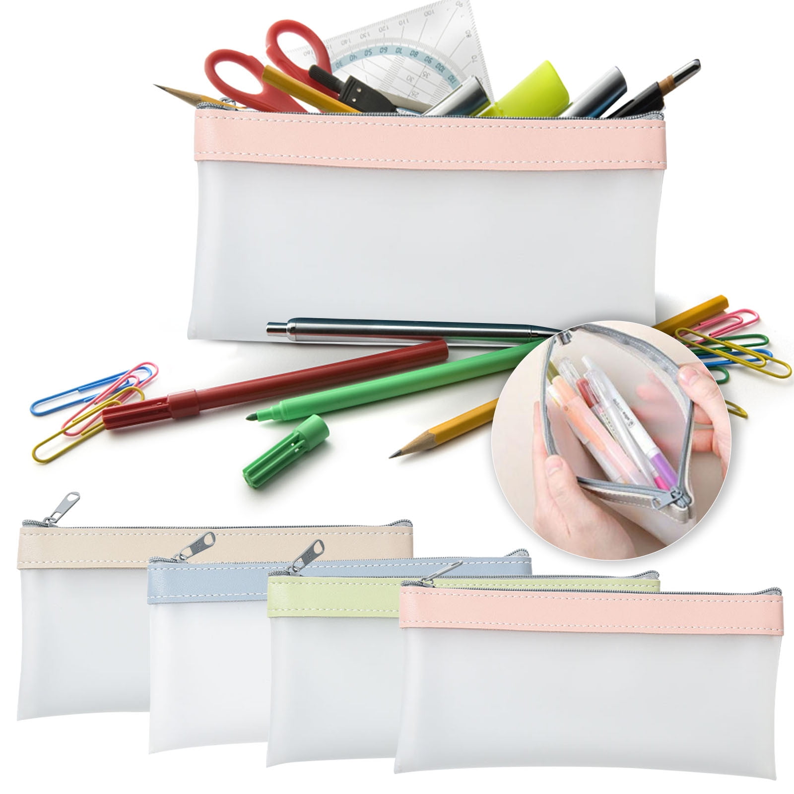 SINIMOKO Clear PVC Zipper Pencil Bag Toiletries Exam Pen Pencil Pouch ...