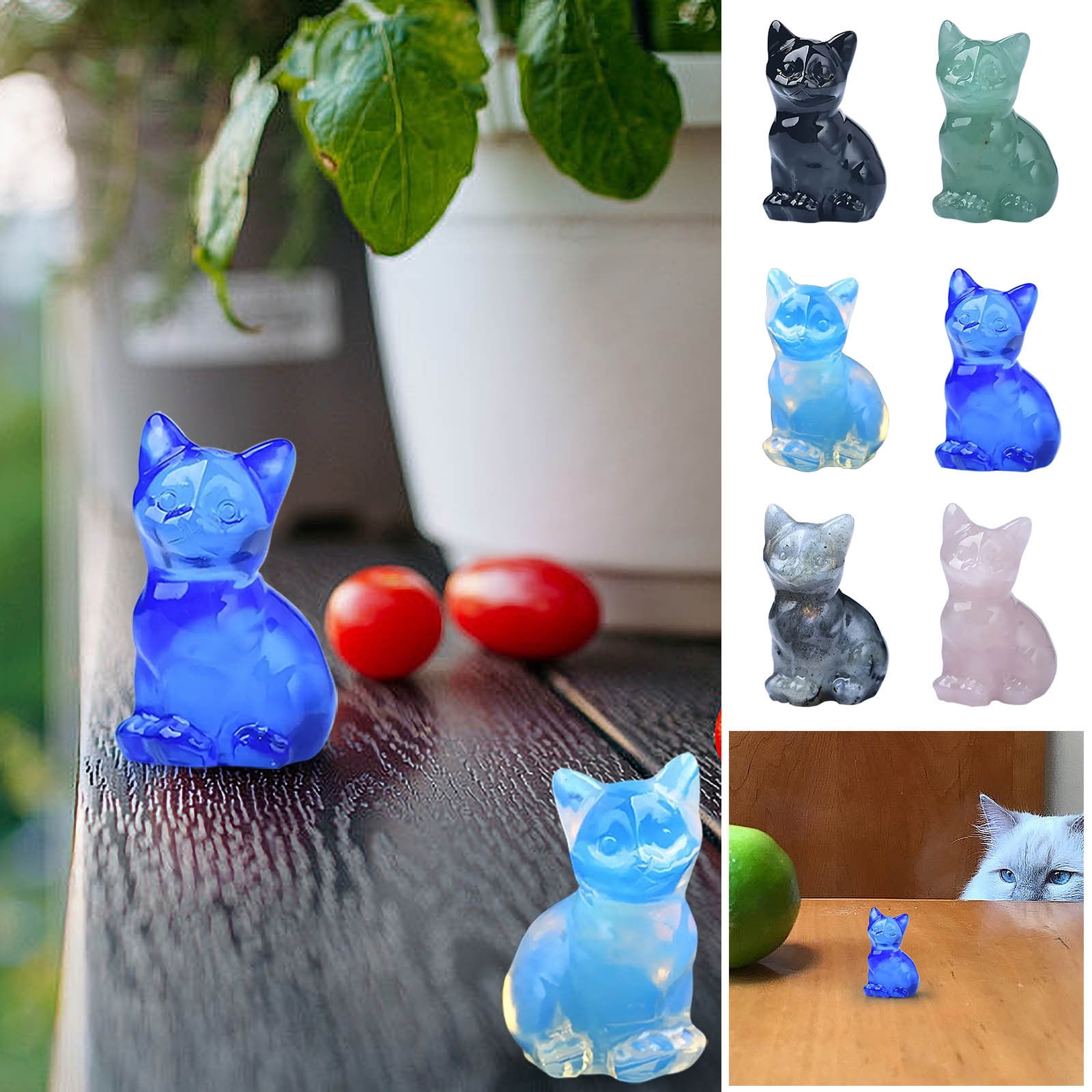 SINIMOKO Cute Opal Decor Healing Crystal Natural Stone Hand-Carved ...