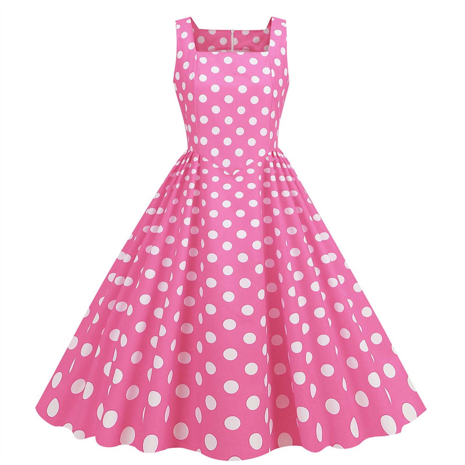 Spring A-Line Cocktail Polka Dot Dresses for Women 50s 60s, Cocktail ...