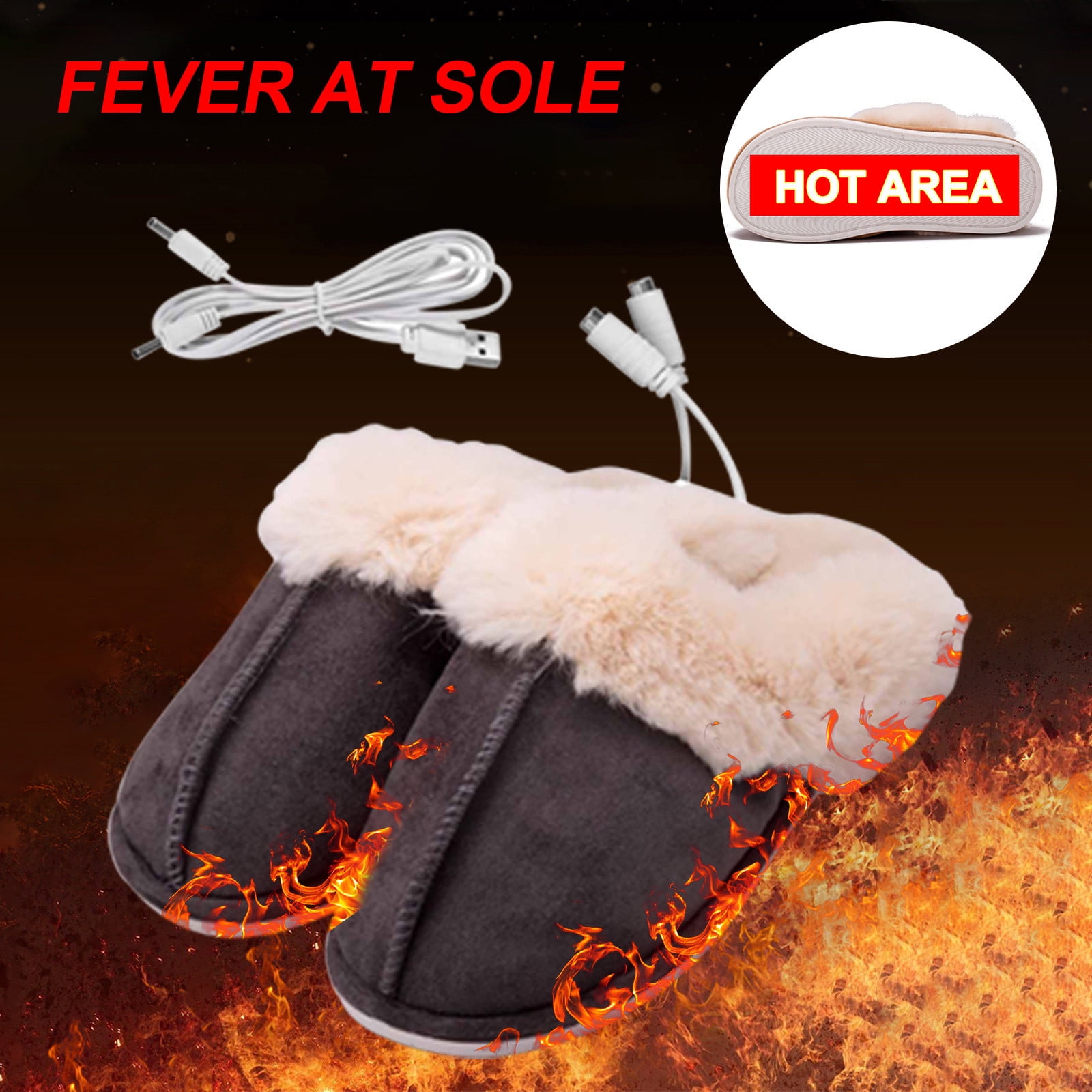Zeceouar Electric Heated Foot Warmer Slippers for Men & Women, USB ...