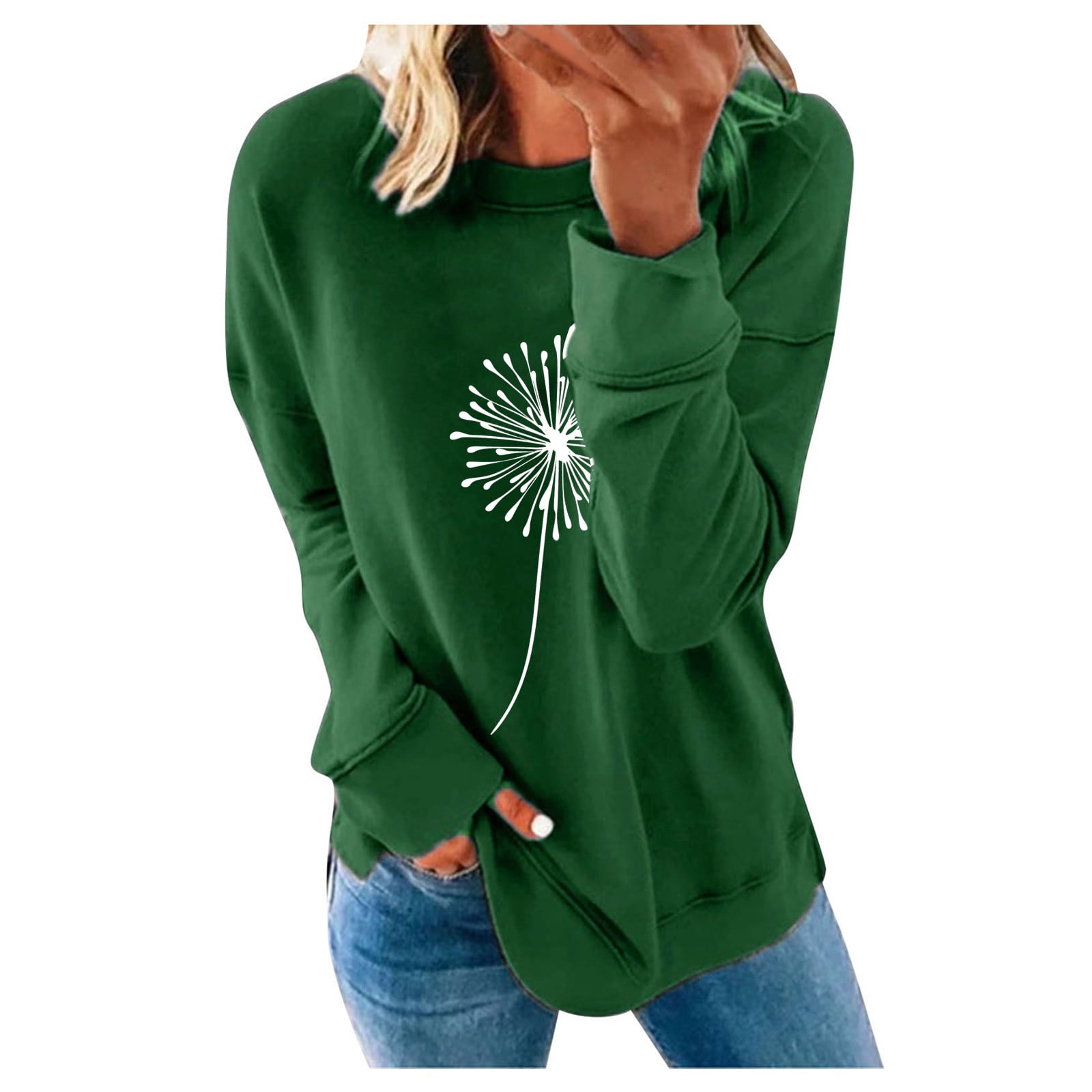 Lindreshi Sweatshirts for Women Loose Fit Fashion Woman Round Neck Long ...
