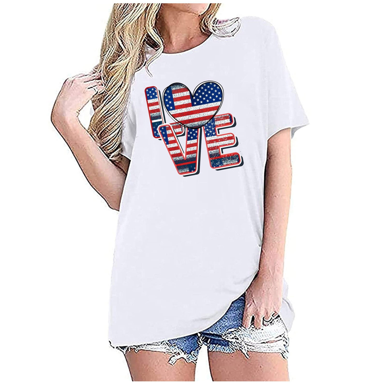 Spring Savings Ganfancp Independence Day Workout Women Tops 1 4 Sleeve