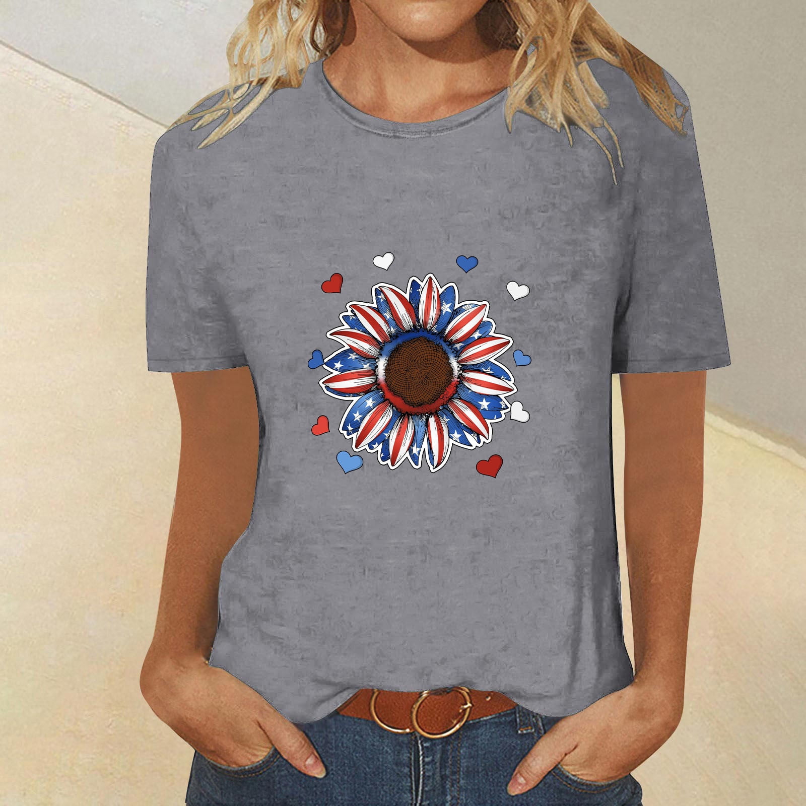 Spring Savings Ganfancp Independence Day Workout Women Tops Short