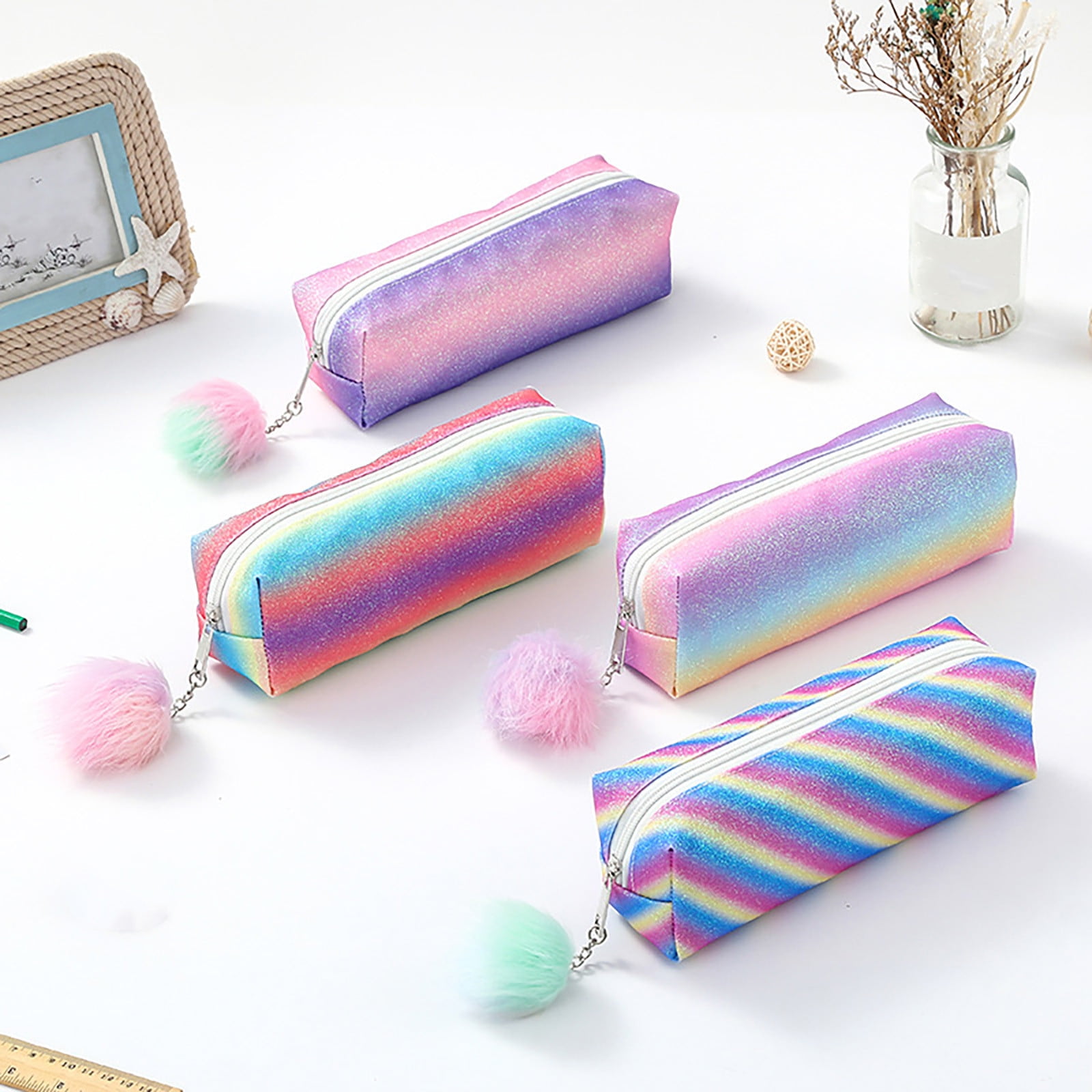 SINIMOKO Glitter Pencil Case Shiny Pencil Case Student Stationery ...