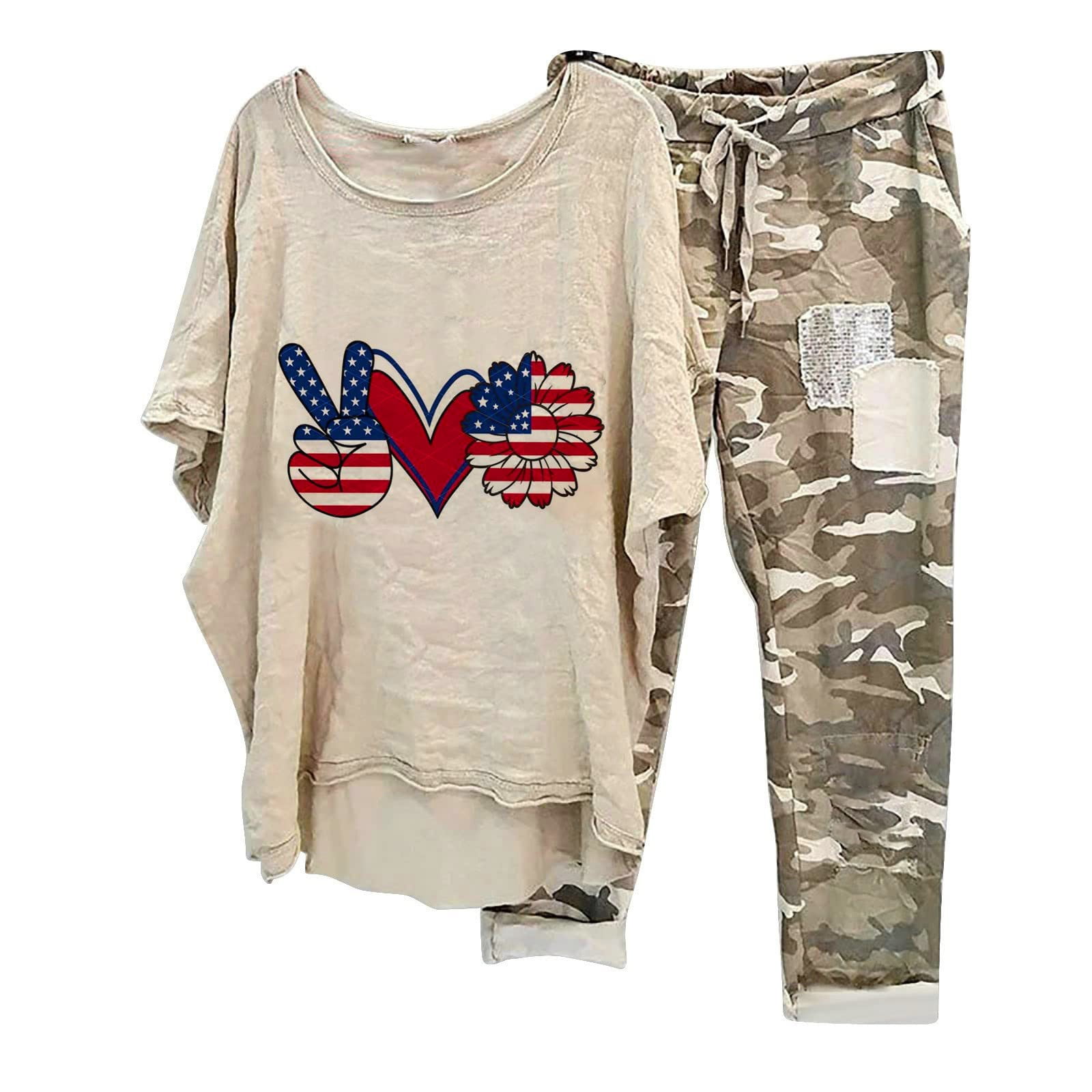 Summer Savings!Yanhaigong Womens Cotton Camo Capri Pajamas Sleepwear ...