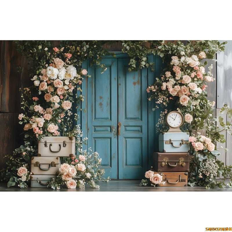 Spring Sce Photography Background Wood Door Flowers Tulip Kids Birthday ...