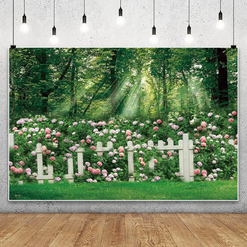 Spring Scenery Backdrop Pink Flower Garden Sunlight Through Jungle ...