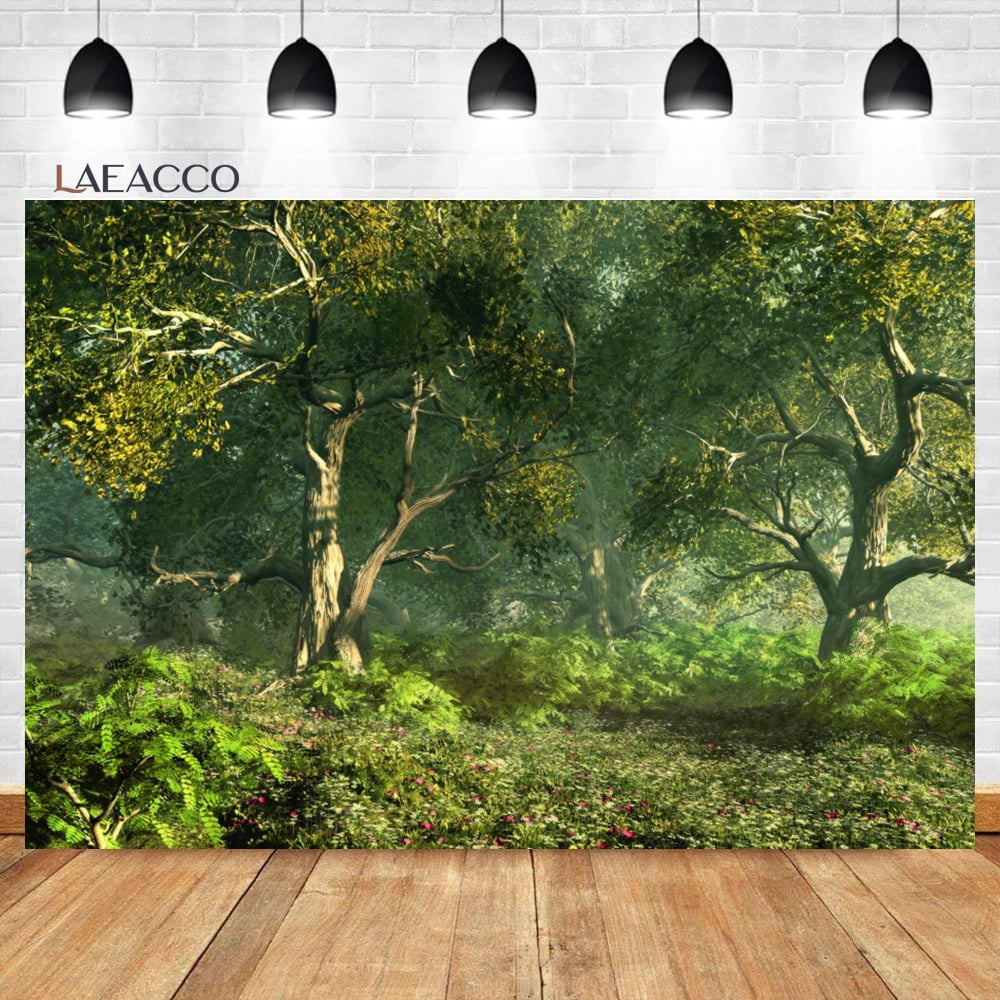 Spring Scenery Backdrop Rural Forest Trees Woodland Meadow Grass Flower ...