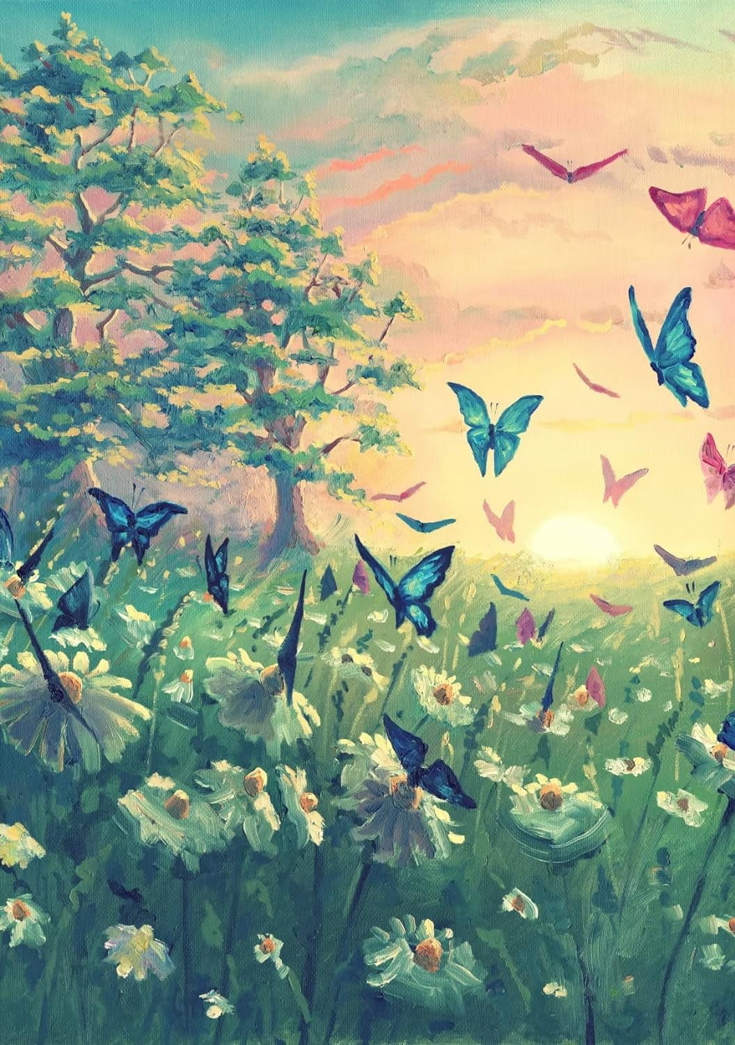 Spring Scenery Butterfly and Daisy in Field Garden Yard Flag 28 x 40 ...