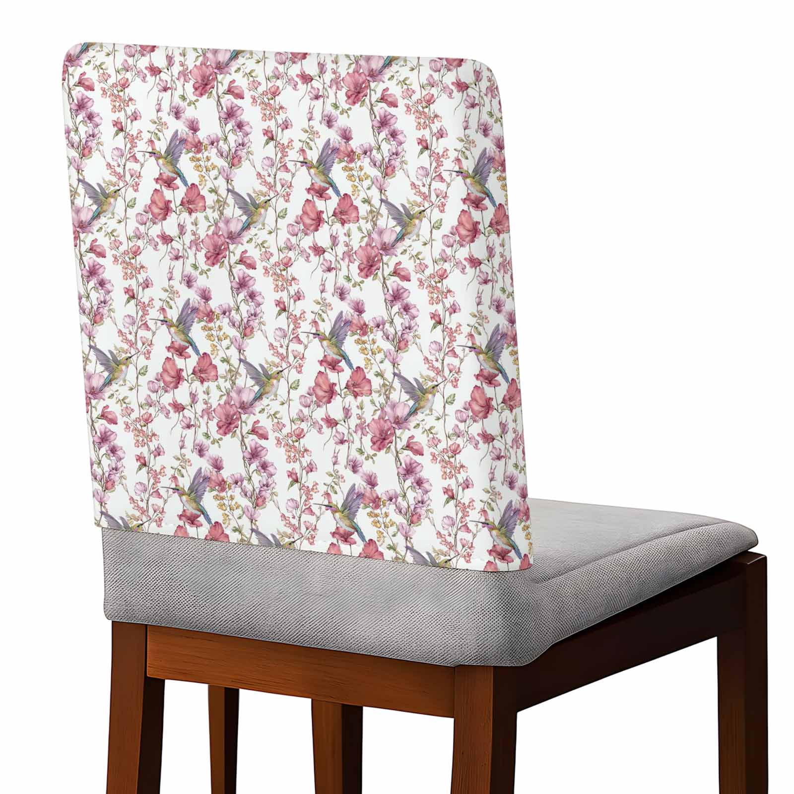 Spring Scenery Chair Covers Set of 6 Country Pink Watercolor Flowers ...