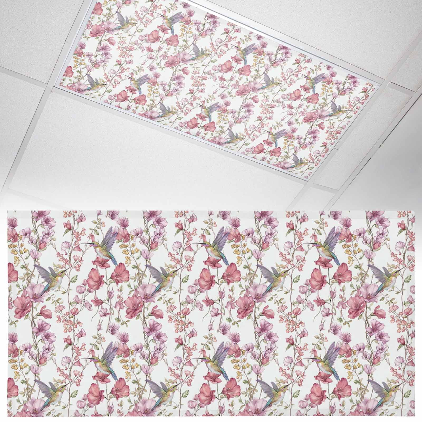 Spring Scenery Fluorescent Light Covers Country Pink Watercolor Flowers ...