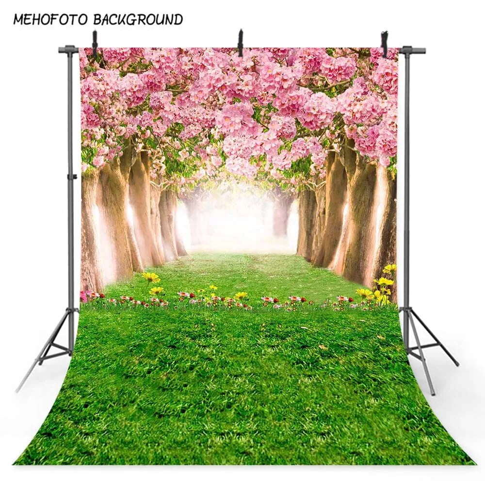 Spring Scenery Photography Backdrop Green Grass Path Photo Booth ...