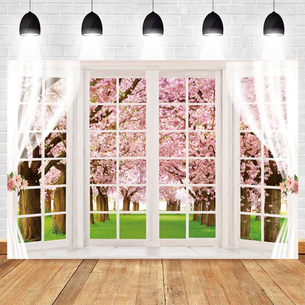Spring Scenery Photography Background Flower Forest Sunshine Window ...