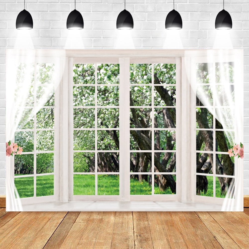 Spring Scenery Photography Background Flower Forest Sunshine Window ...