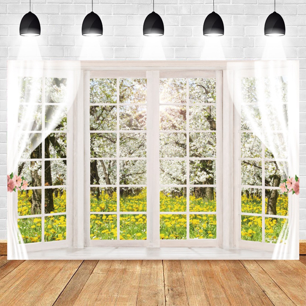 Spring Scenery Photography Background Flower Forest Sunshine Window ...